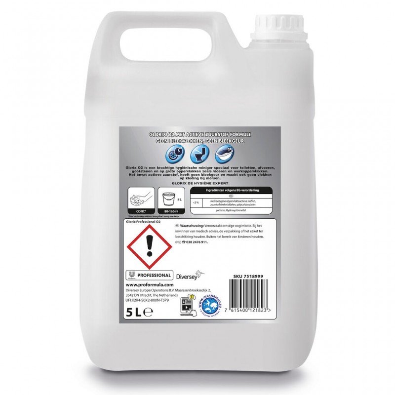 Glorix Pro Formula Toiletreiniger O2 (zonder chloor) 5 Liter - Pro ...